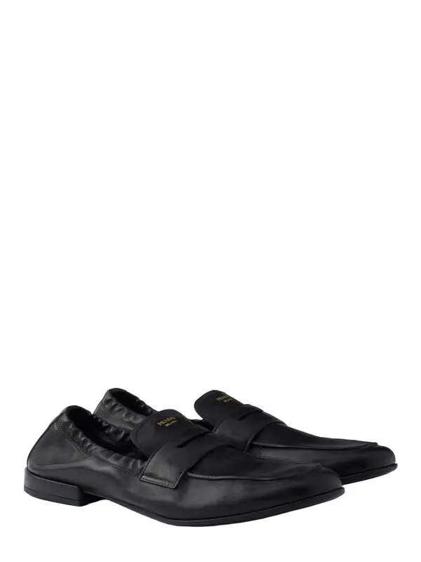 Prada Shuffle Antiqued Leather Loafers - Black