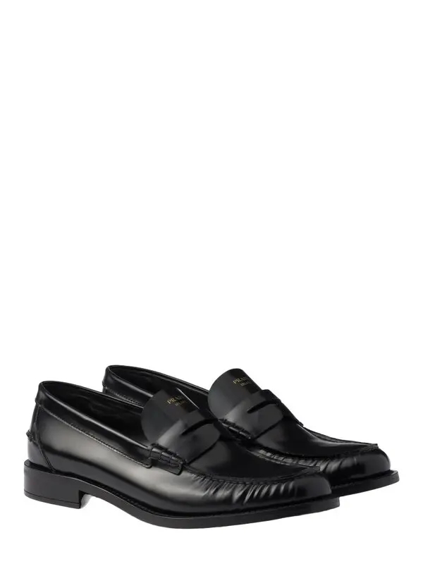 Prada Brushed Leather Loafers - Black