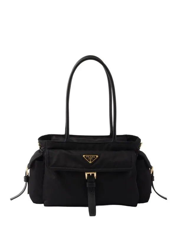 Prada Medium Re-nylon And Leather Tote Bag - Black