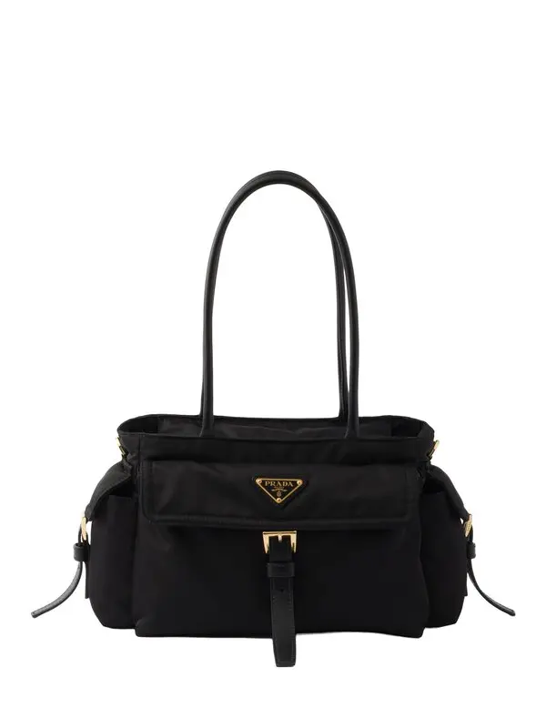 Prada Explore Medium Re-nylon And Leather Tote - Black