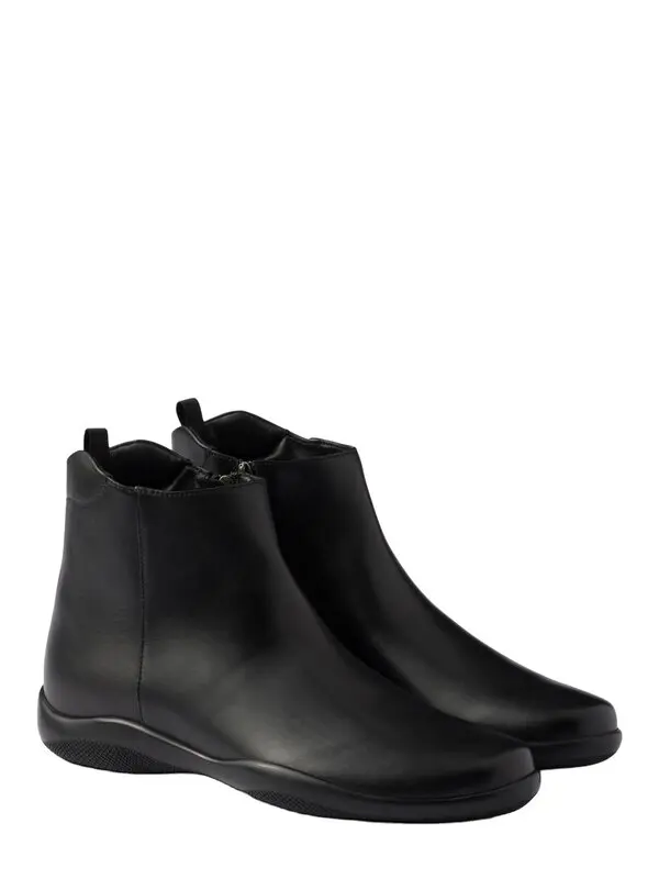 Prada Leather Ankle Boots - Black
