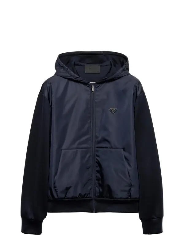Prada Technical Cotton And Re-nylon Hoodie - Blue