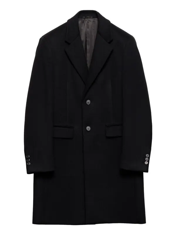 Prada Single-breasted Wool Blend Coat - Black