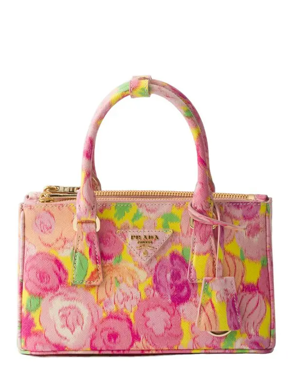 Prada Galleria Mini Printed Saffiano Leather Bag - Pink