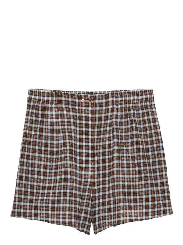 Prada Checked Georgette Shorts - Light Blue