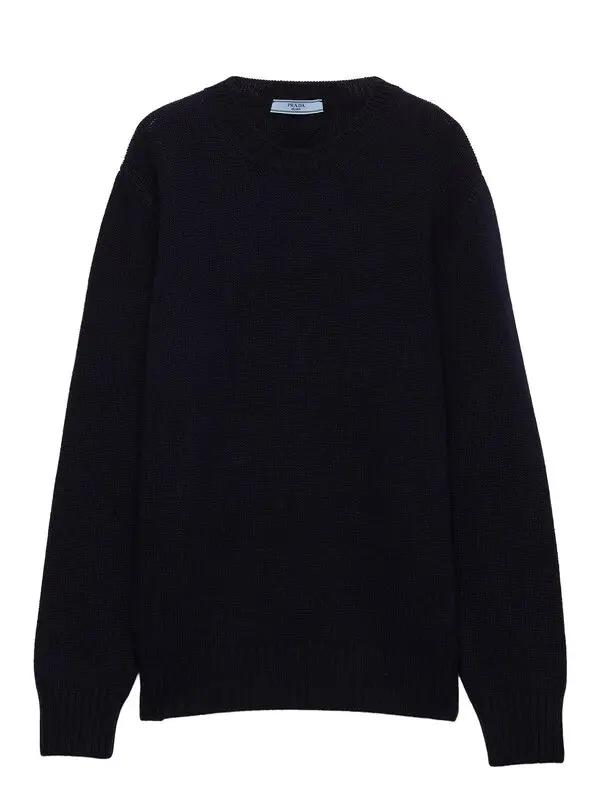 Prada Wool And Cashmere Crew-neck Sweater - Navy