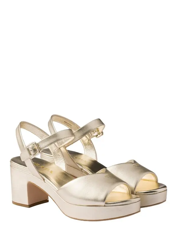 Prada Padded Nappa Leather Platform Sandals - Pyrite