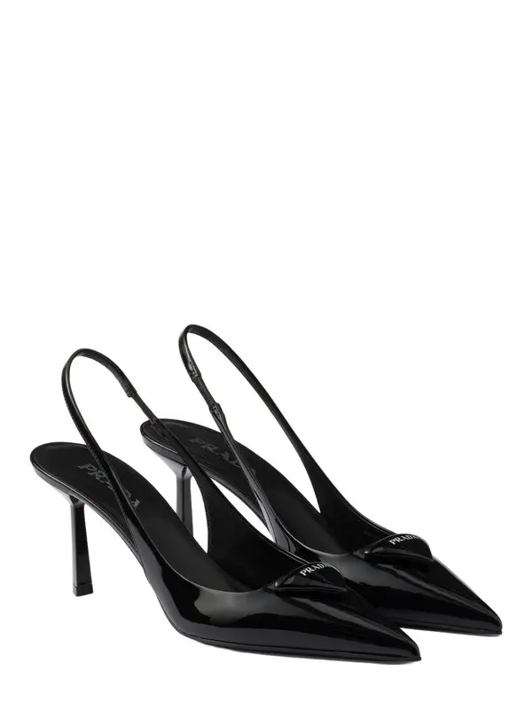 Prada Patent Leather Slingback Pumps - Black
