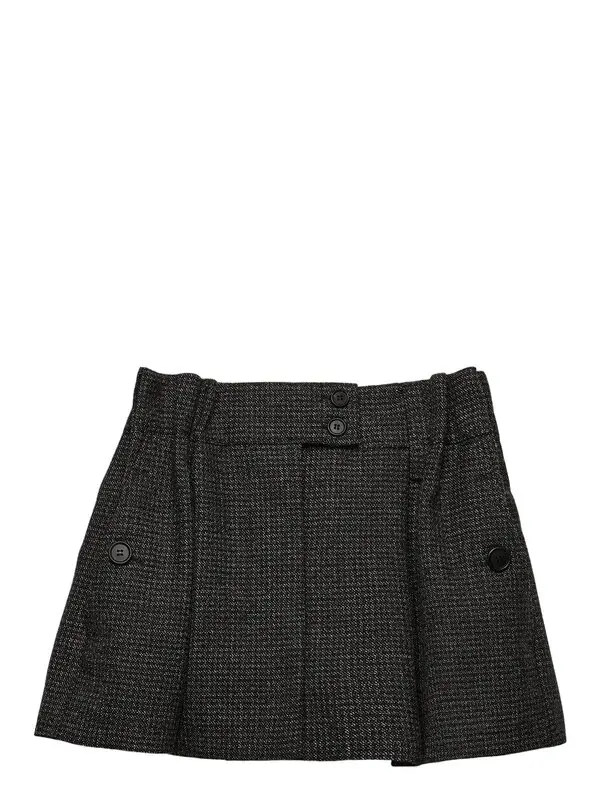 Prada Gingham Check Mouliné Wool Miniskirt - Black