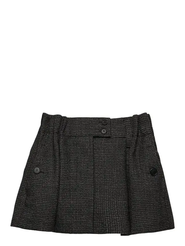 Prada Gingham Check Mouliné Wool Miniskirt - Black/white