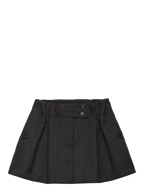 Prada Chevron Wool Mini Skirt - Anthracite Gray