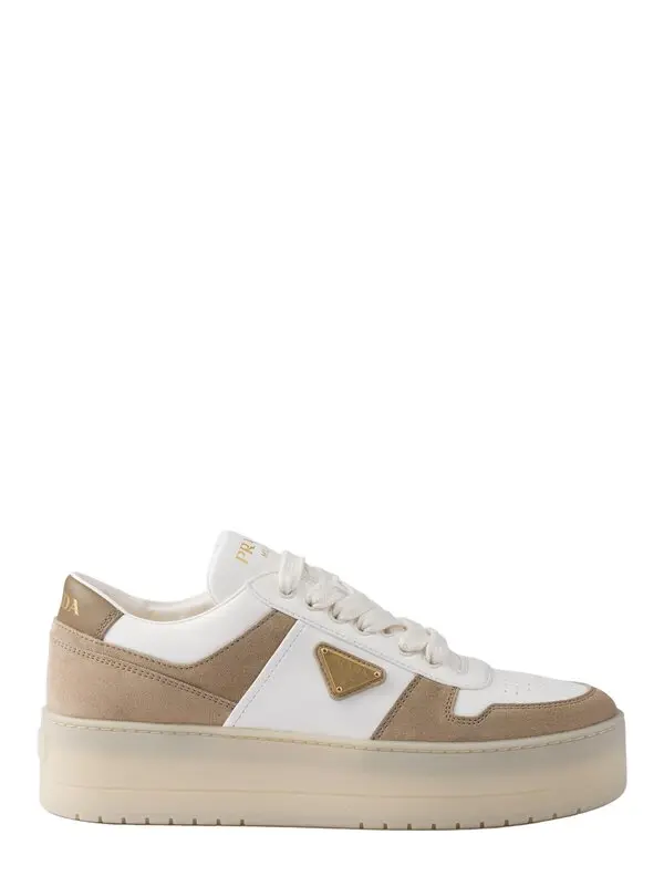 Prada Nappa Leather And Suede Sneakers - Desert Beige