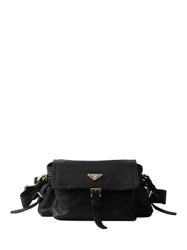 Prada Explore Medium Nappa Leather Shoulder Bag With Flap - Black