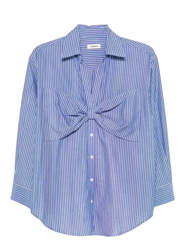 Sandro Bow-detail Striped Shirt - Blue