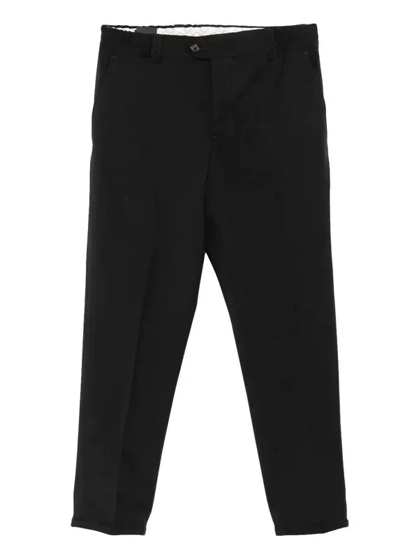 PT TORINO Elastic-waistband Wool Trousers - Black