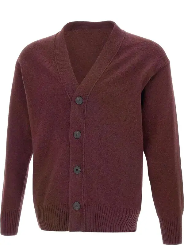 GRAN SASSO V-neck Ribbed Cardigan - Red