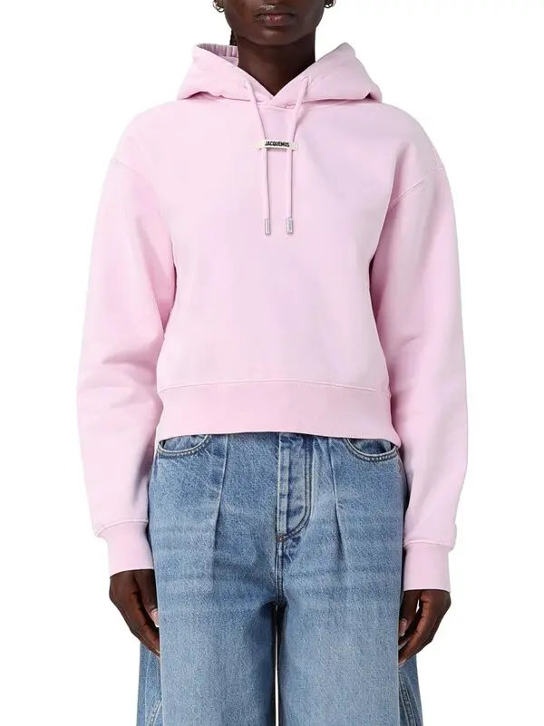 Jacquemus Cropped Hoodie With Drawstring - Pink