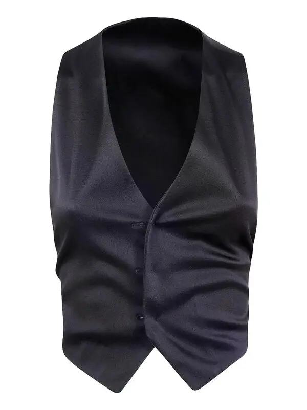 ANN DEMEULEMEESTER Mary Satin Waistcoat - Black