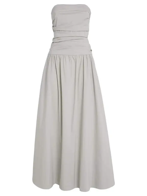 ST. AGNI Cotton-blend Strapless Maxi Dress - Silver