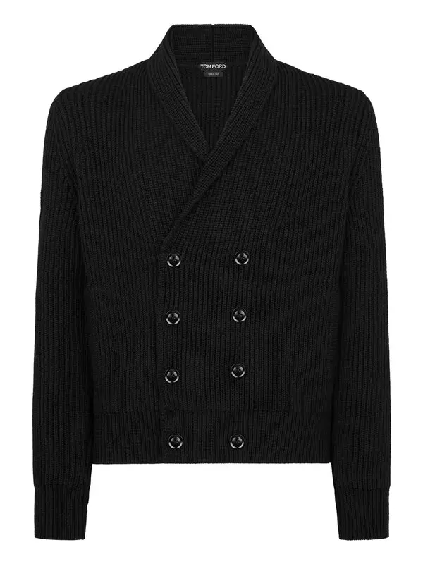 TOM FORD Wool-silk Double-breasted Cardigan - Black