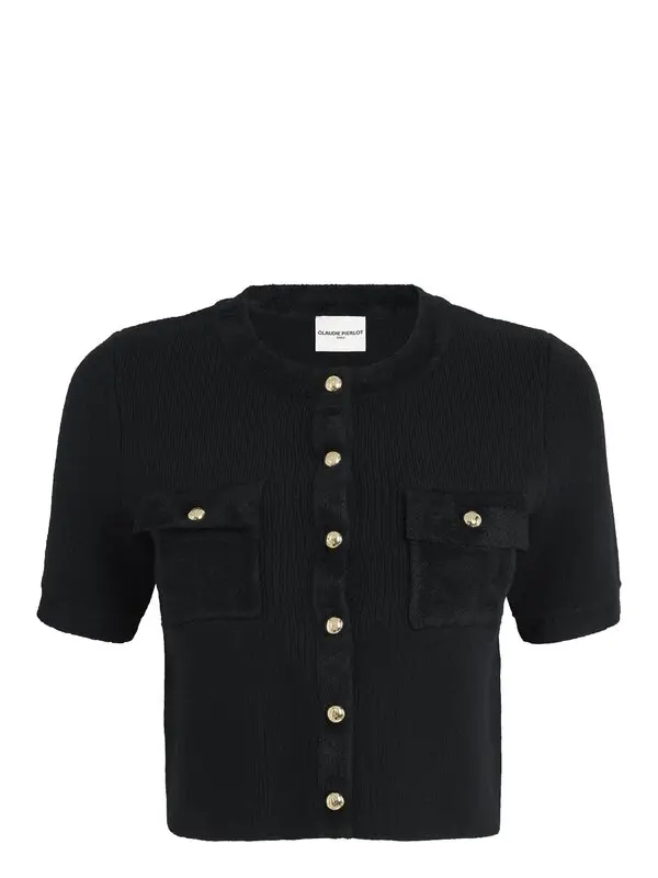 Claudie Pierlot Knitted Top With Gold-tone Buttons - Black