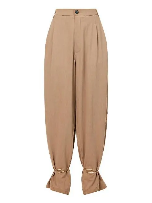 DARKPARK Phebe Cuffed Wide-leg Wool-blend Trousers - Beige