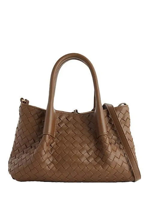 Bottega Veneta Pinacoteca Small Leather Tote Bag - Nocciola/amber-mb