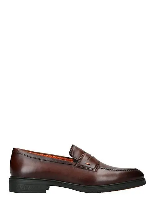 Santoni Leather Loafers - Dark Brown