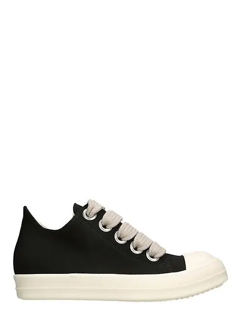 Rick Owens Denim Jumbo-lace Low-top Trainers - Blk/white