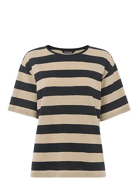 Whistles Wide-striped Short-sleeve Cotton T-shirt - Black