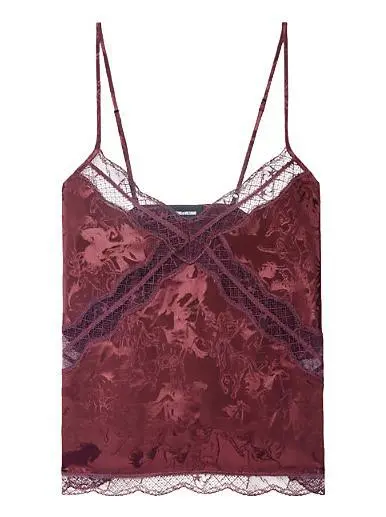 Zadig&Voltaire Lace-trim Silk Camisole - Burgundy