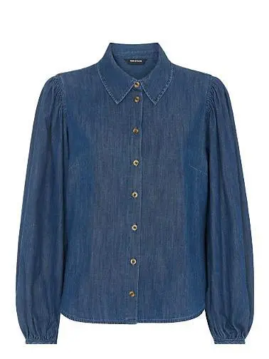 Whistles Chambray Blouson Denim Shirt - Blue
