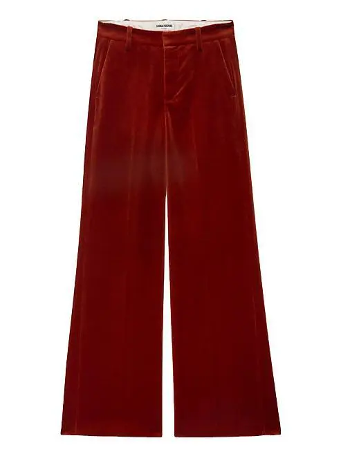 Zadig&Voltaire Panol Wide-leg Cotton-velvet Trousers - Burn