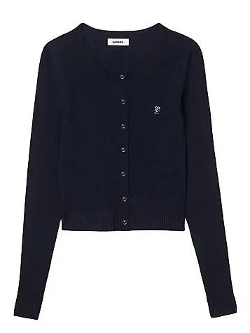 Sandro Fine Knit Cardigan - Navy Blue