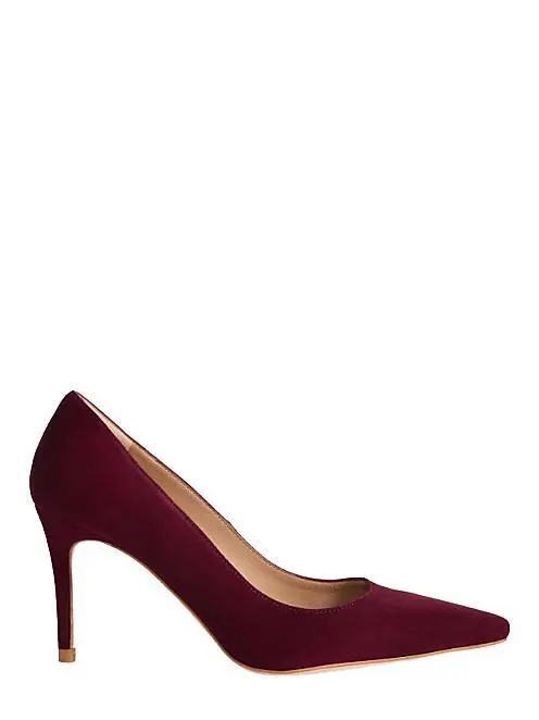 LK BENNETT Floret Suede Courts - Red-burgundy