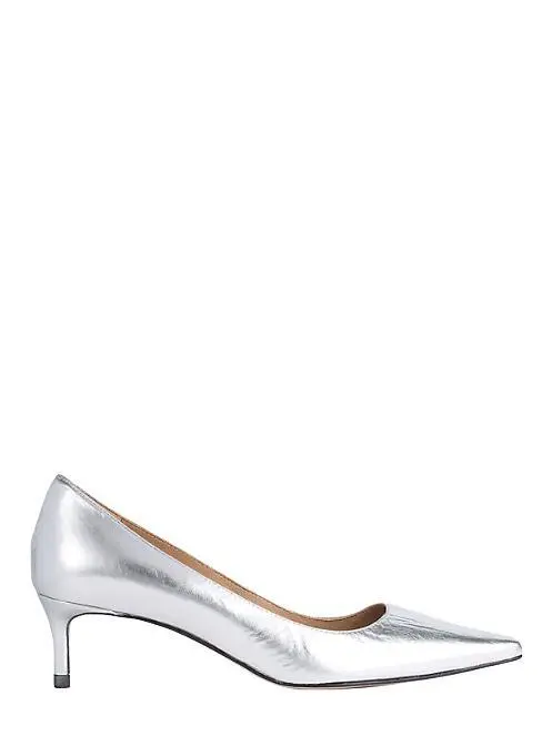 LK BENNETT Metallic Leather Kitten Heel Courts - Met-silver