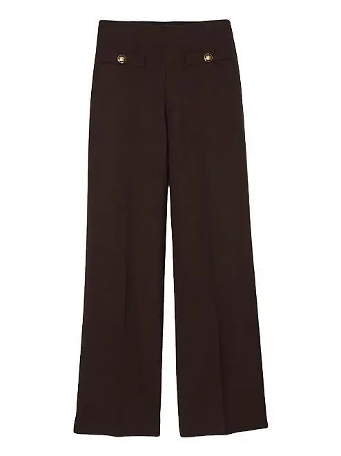 Sandro Flared-leg High-rise Trousers - Brown