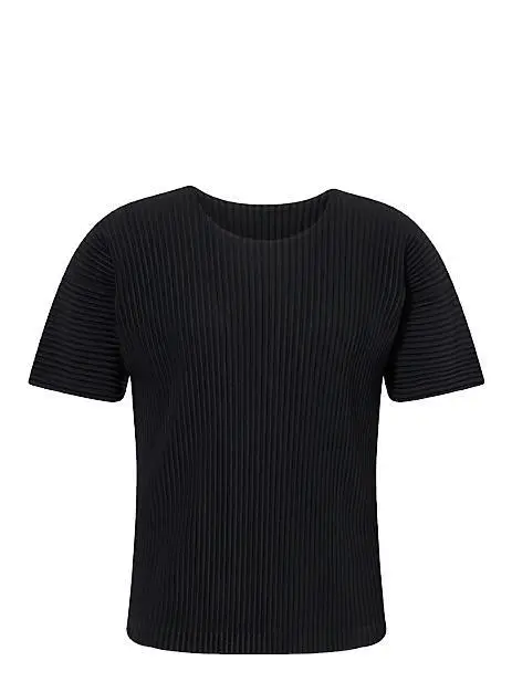 Issey Miyake Basics Pleated Knitted T-shirt - Black
