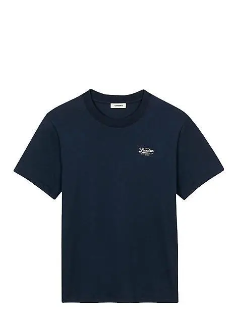 Sandro Logo-appliqué Short-sleeve Cotton T-shirt - Midnight Blue