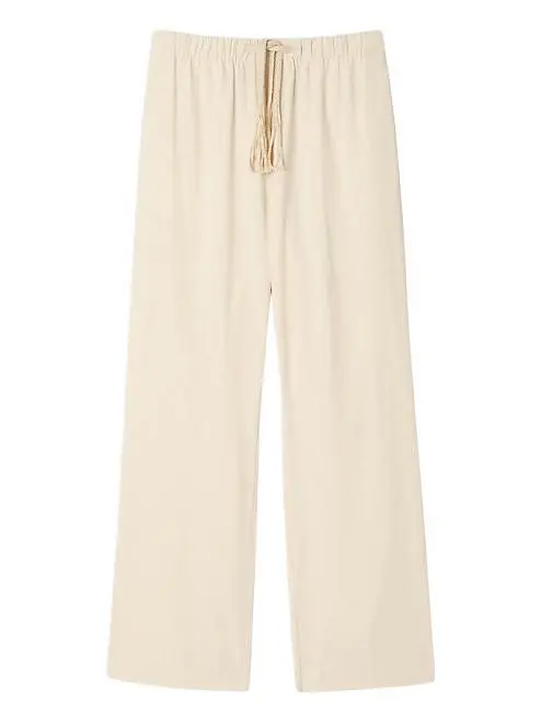Sandro Drawstring-waist Wide-leg Cotton Trousers - Butter Cream