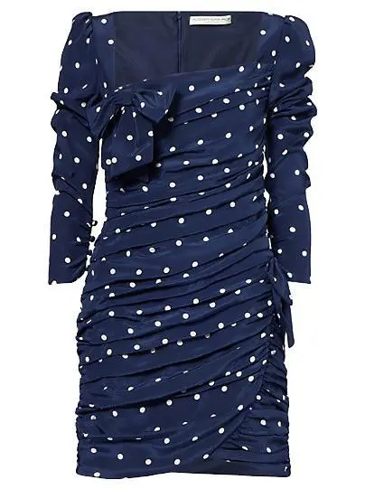 Alessandra Rich Polka-dot Draped Mini Dress - Navy Blue-white