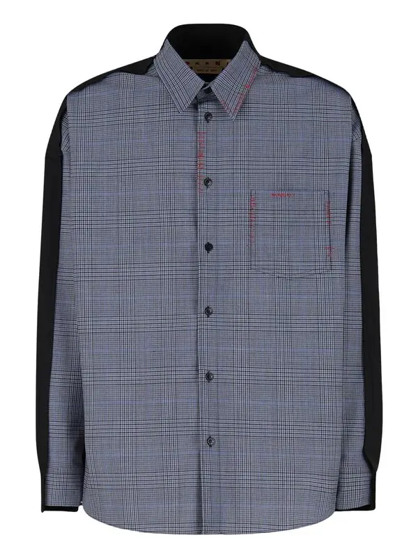 Marni Prince Of Wales Light Wool Blend Shirt - Grey