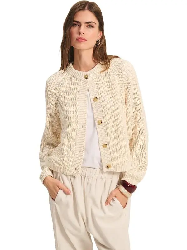 Velvet By Graham & Spencer Lisabeth Pima Cotton Cardigan - Neutral