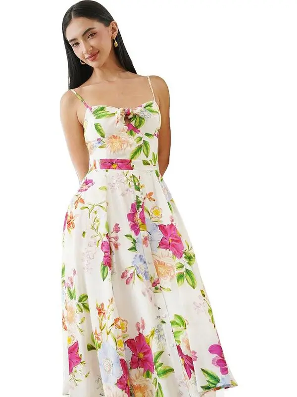 Yumi Kim Floral Print Midi Dress - Natural