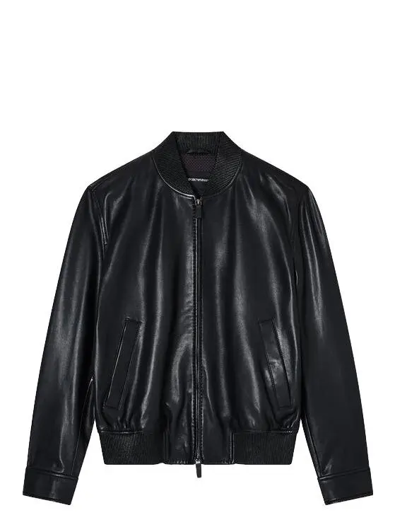 Emporio Armani Aniline Nappa Lambskin Blouson - Black