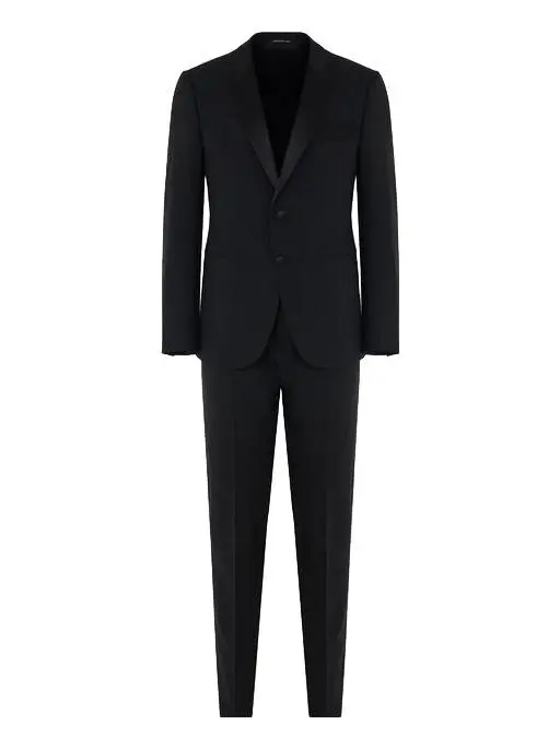 Emporio Armani Slim-fit Tuxedo In Compact, Two-way Stretch Canvas - Black