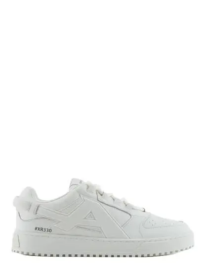 Emporio Armani Leather Sneakers With Oversized Ea Patch - White