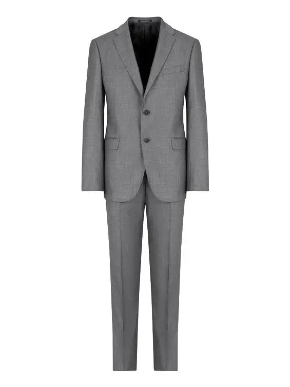 Emporio Armani Single-breasted Suit In A Silky-finish Grisaille - Stripe