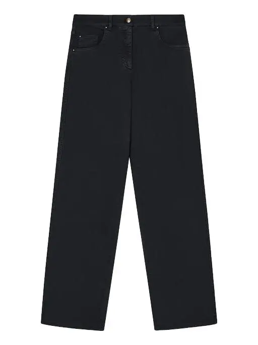 Giorgio Armani Stretch-cotton Denim Wide-leg Trousers - Black