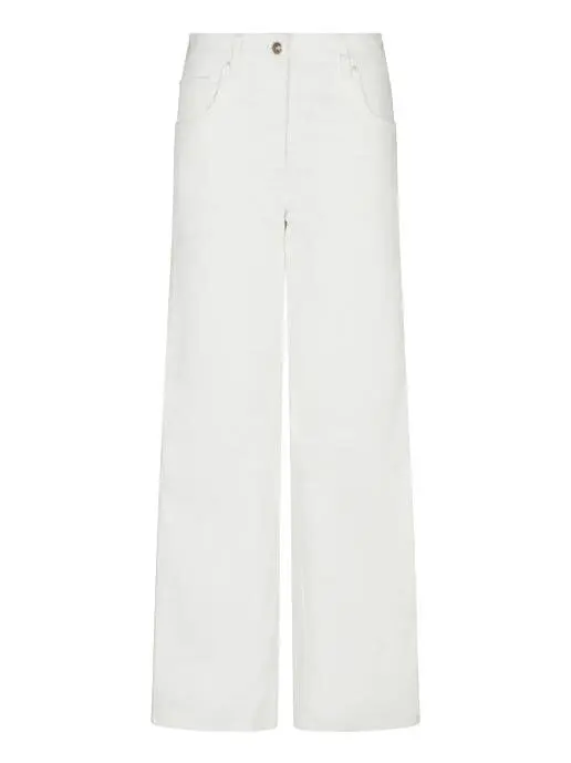 Giorgio Armani Stretch-cotton Denim Wide-leg Trousers - White